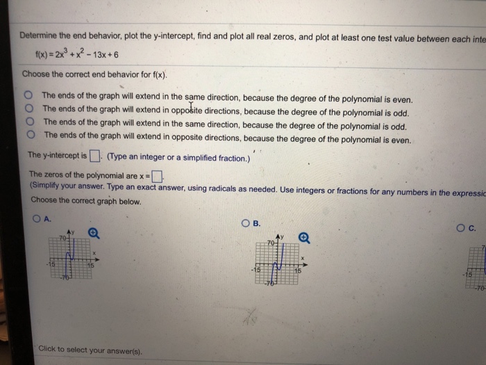 Solved Determine the end behavior, plot the y-intercept, | Chegg.com