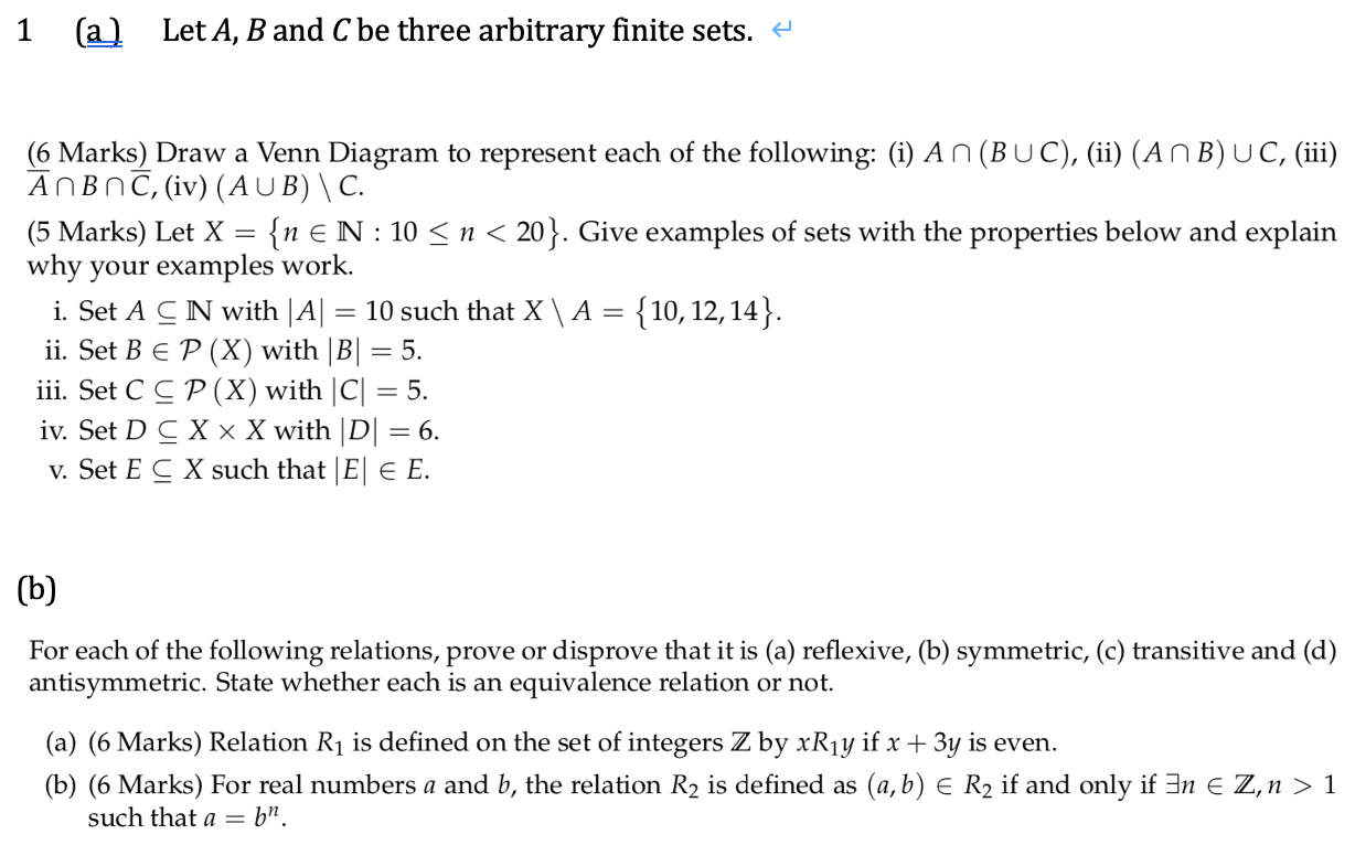 Solved 1 (a) Let A, B and C be three arbitrary finite sets. | Chegg.com