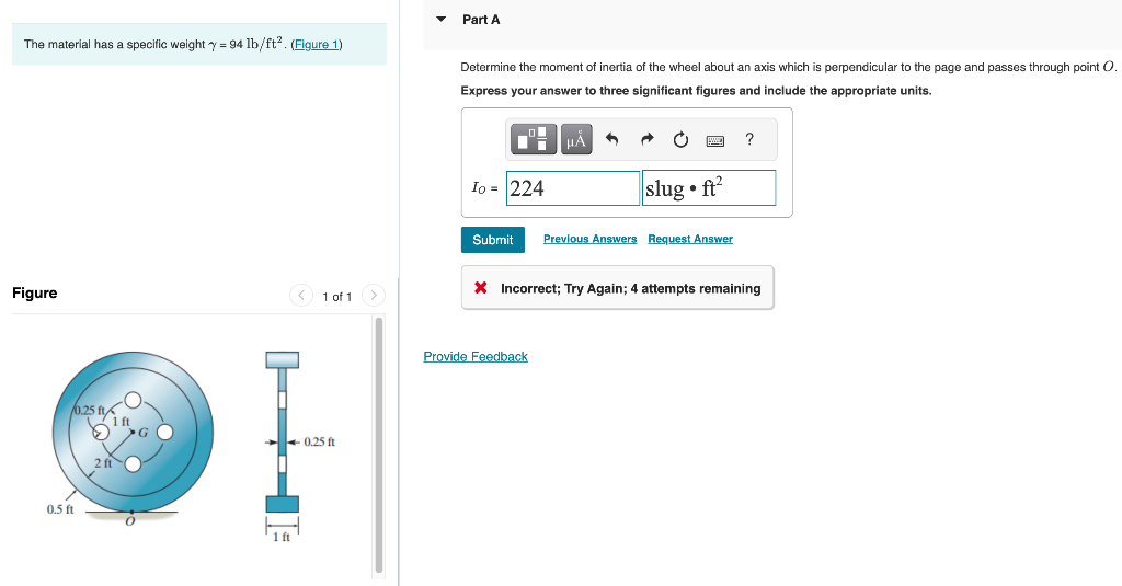 Solved The material has a specific weight γ=94lb/ft2. | Chegg.com
