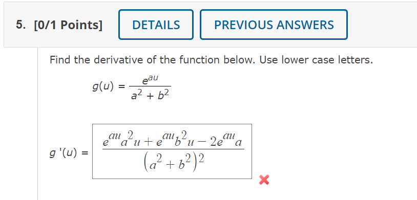 Solved 5. [0/1 Points] Find the derivative of the function | Chegg.com