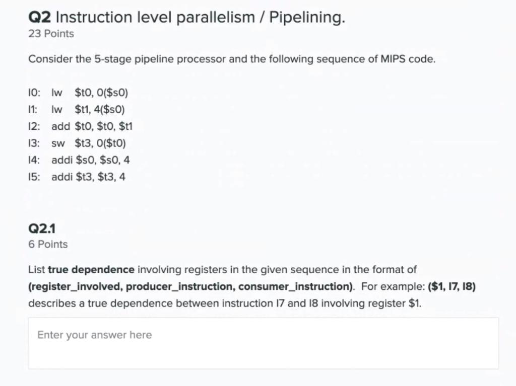 Solved Q2 Instruction Level Parallelism Pipelining 23