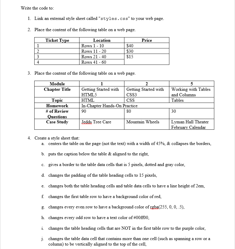 Solved Write The Code To 1 Link An External Style Sheet 