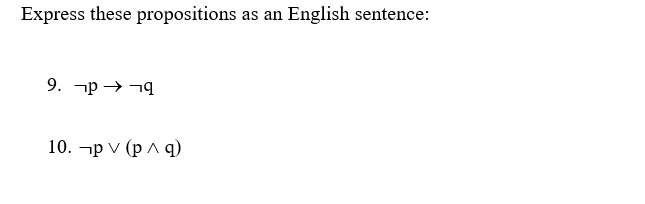 Solved Express these propositions as an English | Chegg.com
