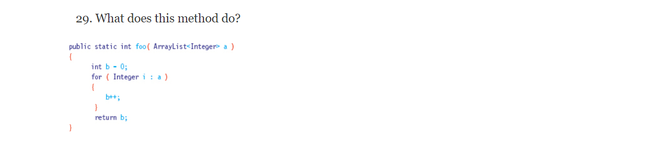 Solved 29. What does this method do? public static int foo( | Chegg.com
