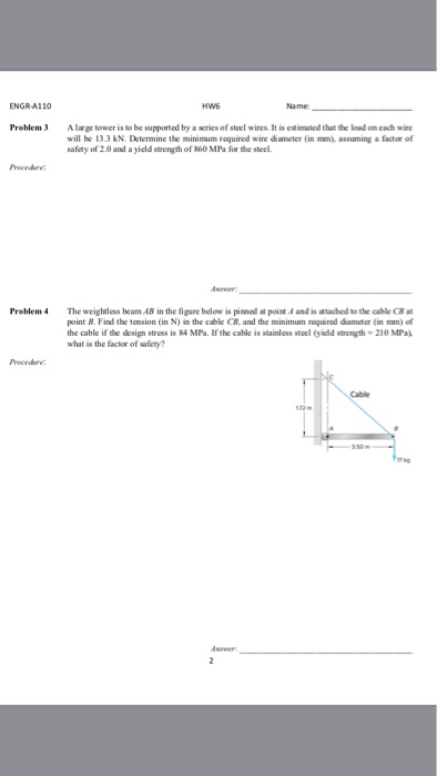 Solved ENGR-A110 HW6 Name: Introduction to Engineering | Chegg.com