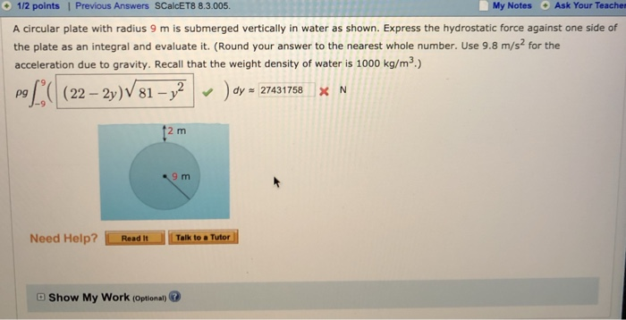Solved 1/2 points | Previous Answers SCalcET8 8.3.005 A | Chegg.com