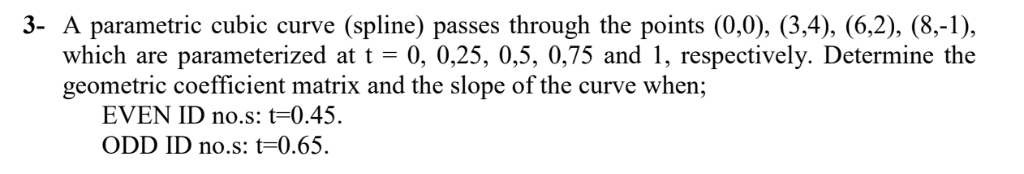 Solved 3- A parametric cubic curve (spline) passes through | Chegg.com