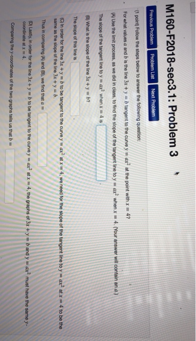 Solved M160-F2018-sec3.1: Problem 3 (B) What is the slope of | Chegg.com