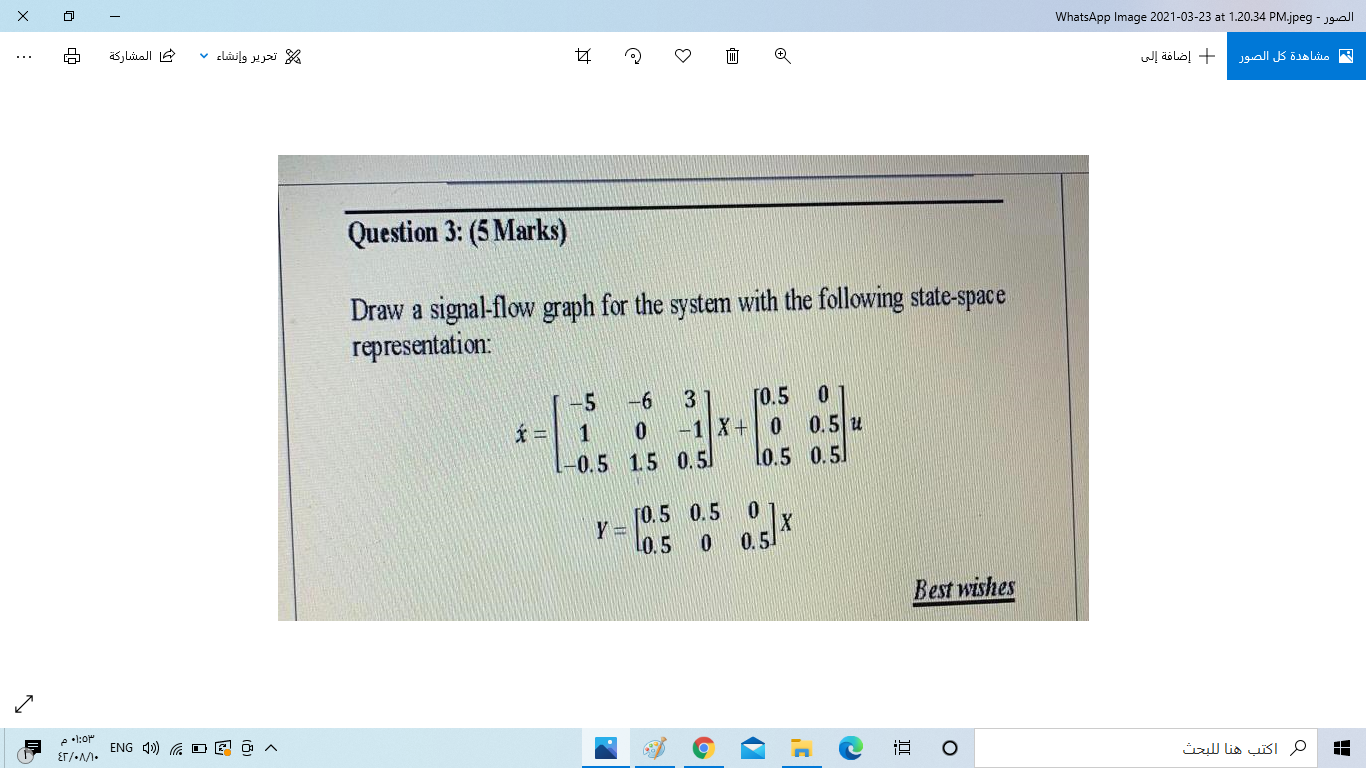 Solved Draw a signal-flow graph for the system with the | Chegg.com