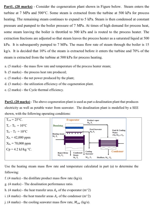 Solved Part1. (20 marks) Consider the cogeneration plant | Chegg.com Solved Part1. (20 marks) Consider the cogeneration plant | Chegg.com