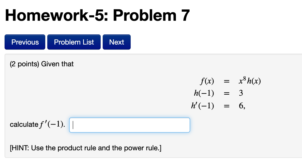 Solved Homework 5 Problem 7 Previous Problem List Next 2