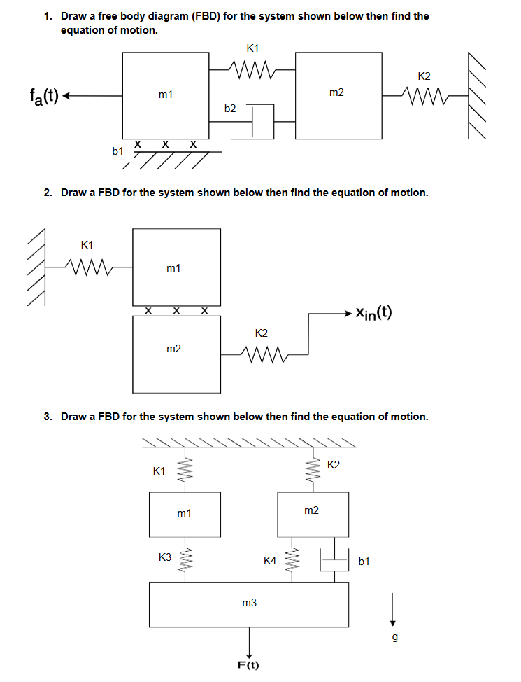 Solved Draw A Free Body Diagram Fbd For The System Shown