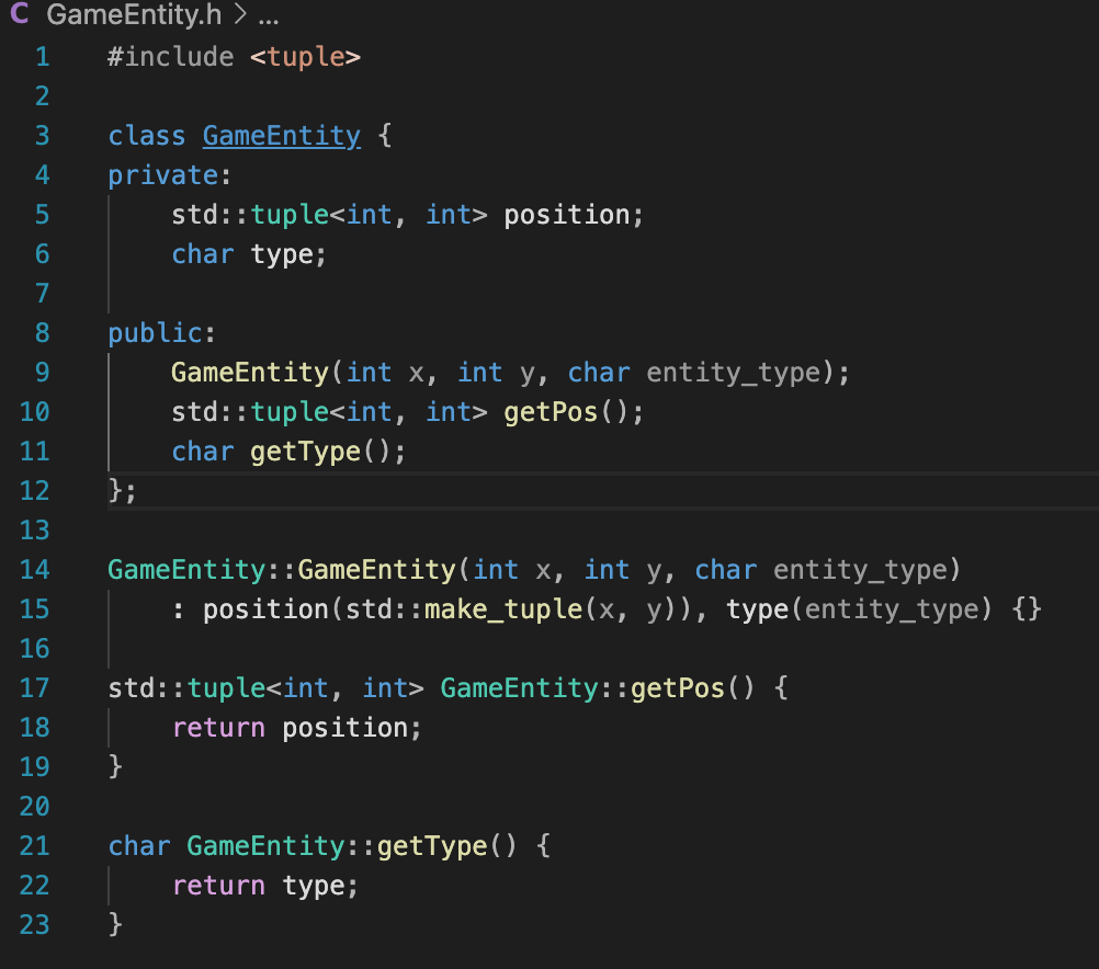 Solved ameEntity.h > ... \#include class GameEntity. \{ | Chegg.com