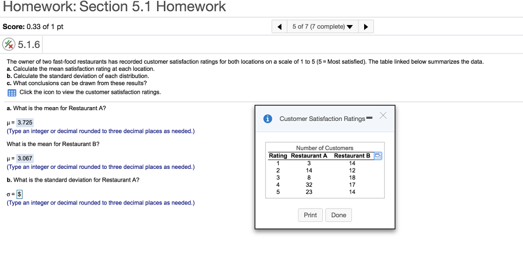 Solved Homework: Section 5.1 Homework Score: 0.33 of 1 pt 5 | Chegg.com