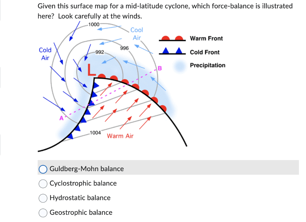 Solved Given this surface map for a mid-latitude cyclone, | Chegg.com