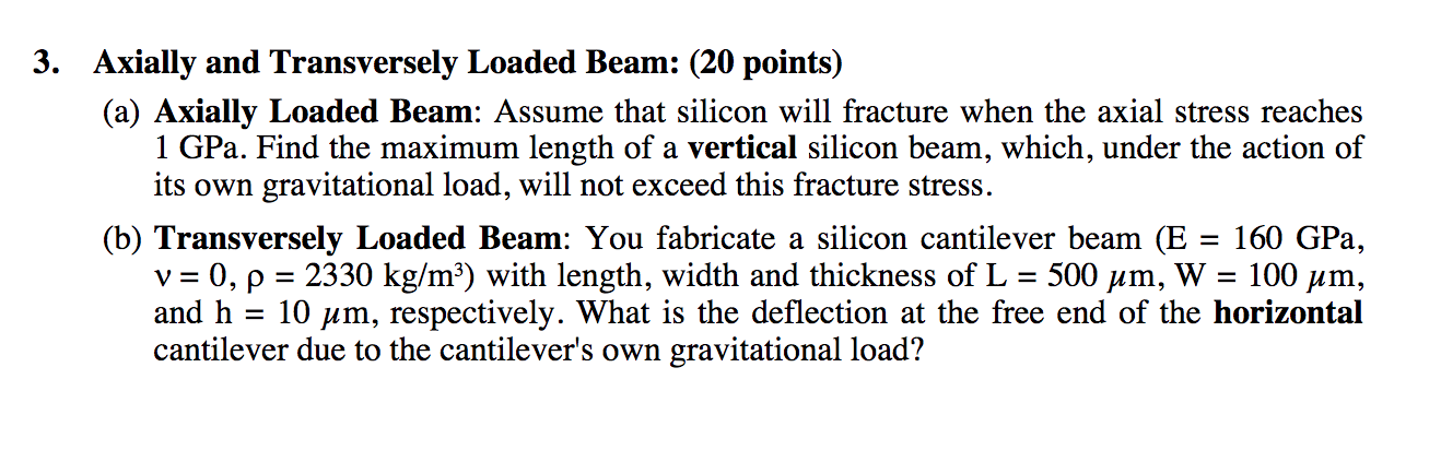 Solved Axially and Transversely Loaded Beam: (20 points) (a) | Chegg.com
