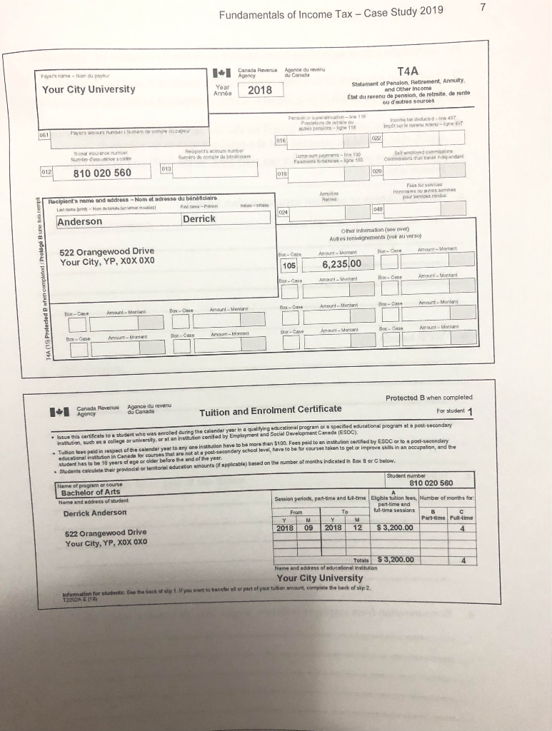 8 Fundamentals of Income Tax - Case Study 2019 1. For | Chegg.com