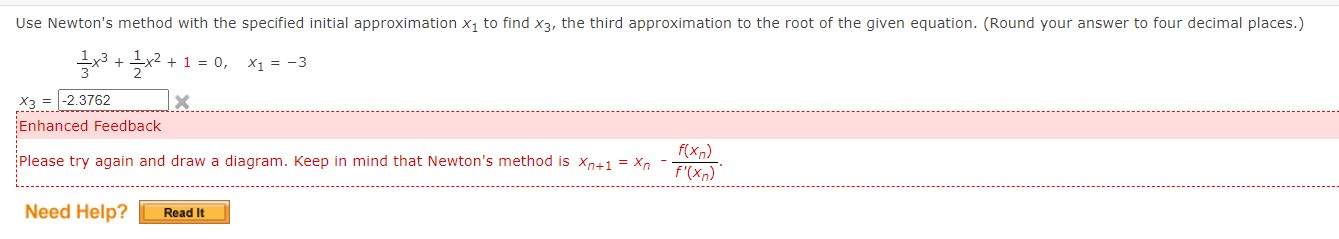 Solved Use Newton's method with the specified initial | Chegg.com