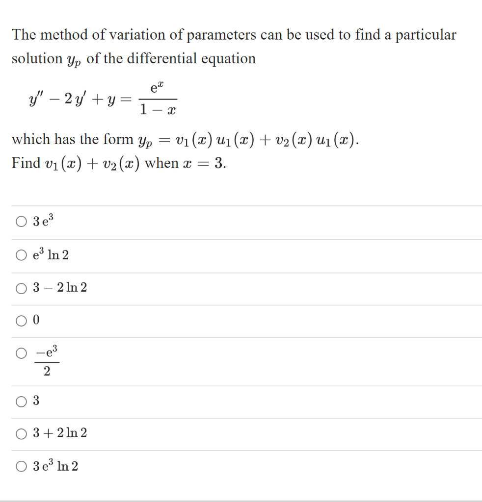 Solved The method of variation of parameters can be used to | Chegg.com