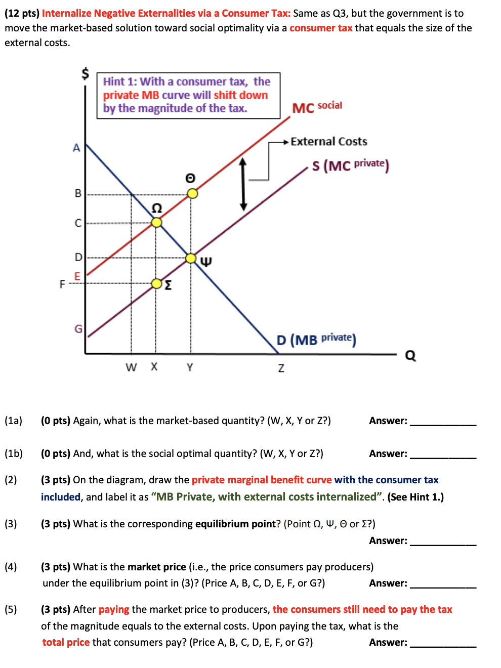 Solved (12 pts) Internalize Negative Externalities via a | Chegg.com