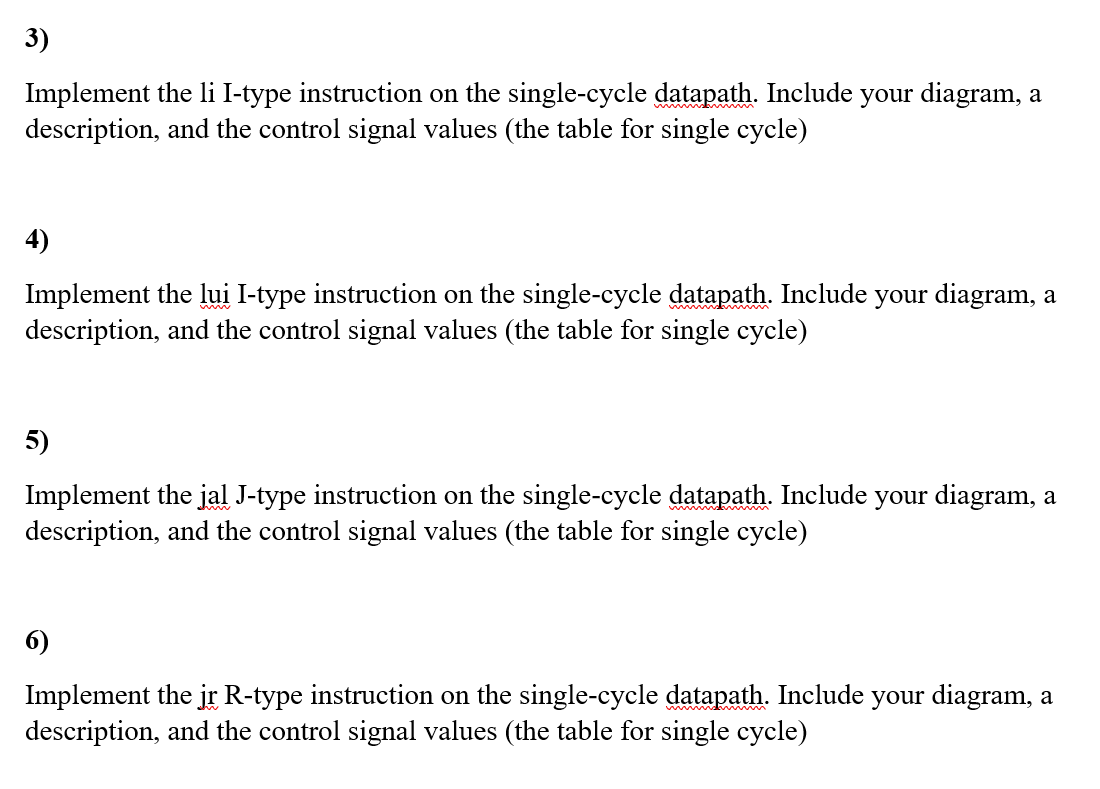 3) Implement the li I-type instruction on the | Chegg.com