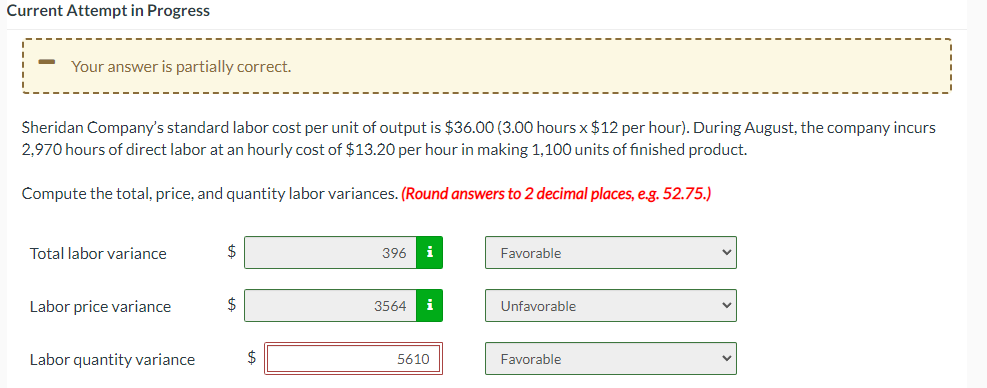Solved Sheridan Company's standard labor cost per unit of | Chegg.com
