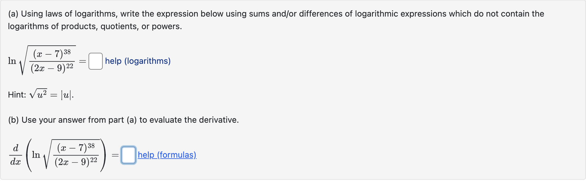 Solved (a) Using laws of logarithms, write the expression | Chegg.com