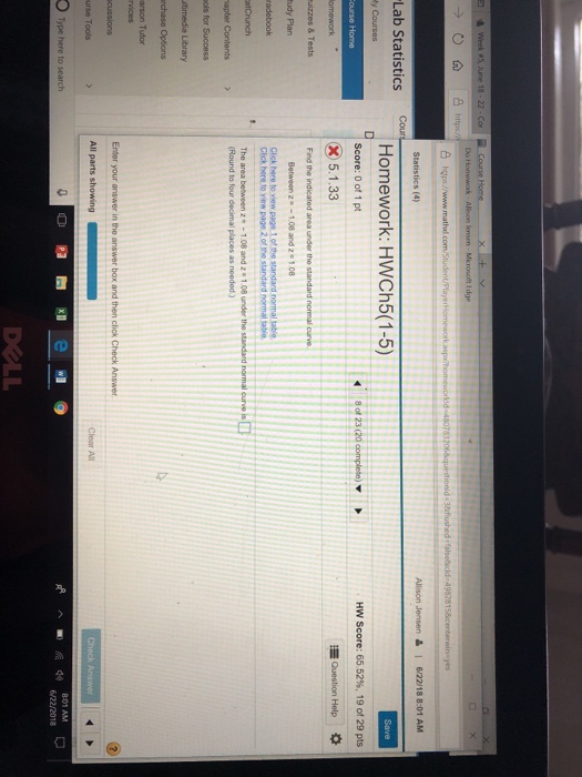 Solved Lab Statistics Homework: HWCh5(1-5) Score: 65 52%, 19 | Chegg.com