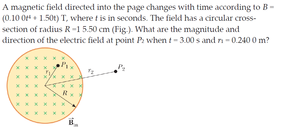 Solved A magnetic field directed into the page changes with | Chegg.com