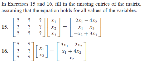 Solved In Exercises 15 and 16, fill in the missing entries | Chegg.com