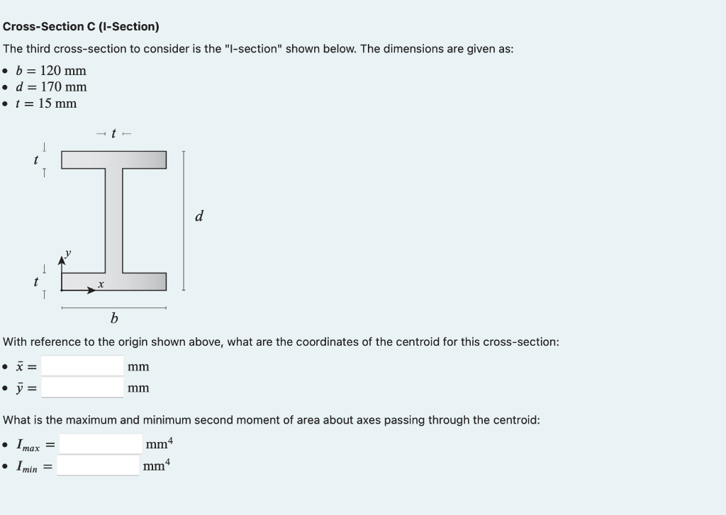 Solved Cross-Section C (I-Section) The third cross-section | Chegg.com
