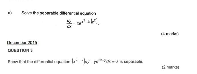 Solved a) Solve the separable differential equation | Chegg.com