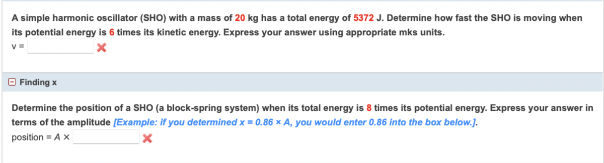 Solved A simple harmonic oscillator (SHO) with a mass of 20 | Chegg.com