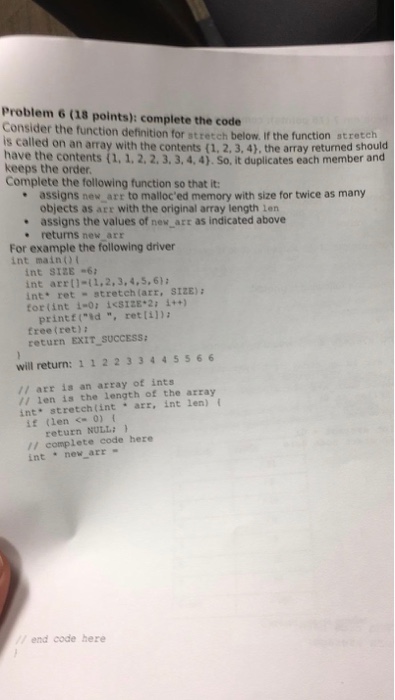 Solved Problem 6 (18 points): complete the code Consider the | Chegg.com