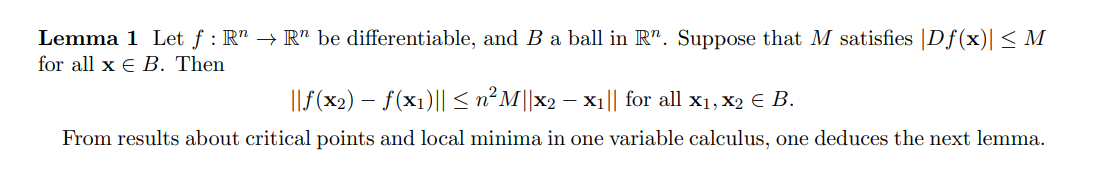 Solved Lemma 1 Let f:R” Rbe differentiable, and B a ball in | Chegg.com