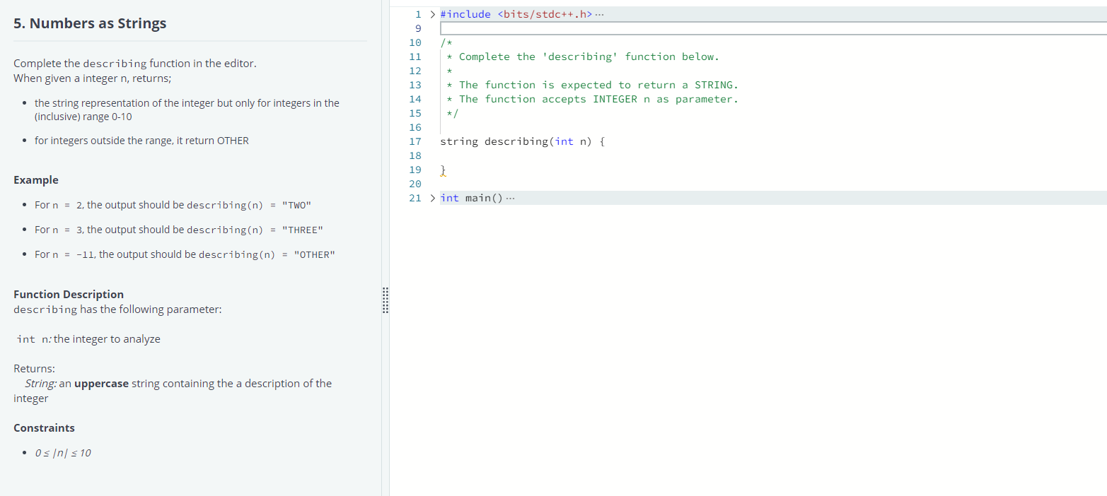 Solved 5. Numbers as Strings Complete the describing | Chegg.com