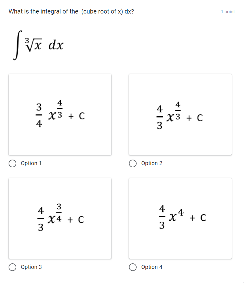 Solved What is the integral of the (cube root of x) dx? 3√x | Chegg.com