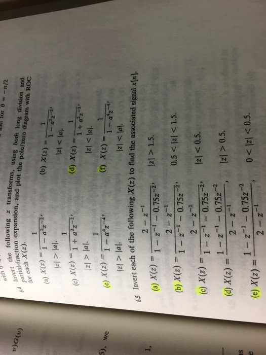 Solved and for ? =-?/2 following z transforms, using both | Chegg.com