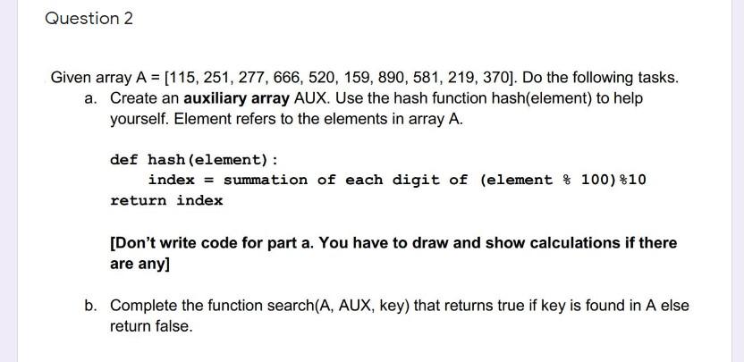 Solved Question 3 Given An Array Representation Of A Binary 1850