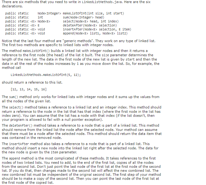 Solved There are six methods that you need to write in | Chegg.com