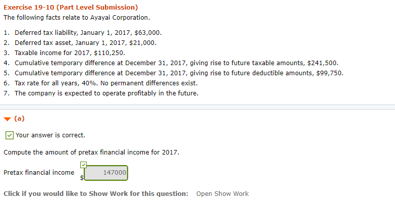 Solved Exercise 19-10 (Part Level Submission) The following | Chegg.com