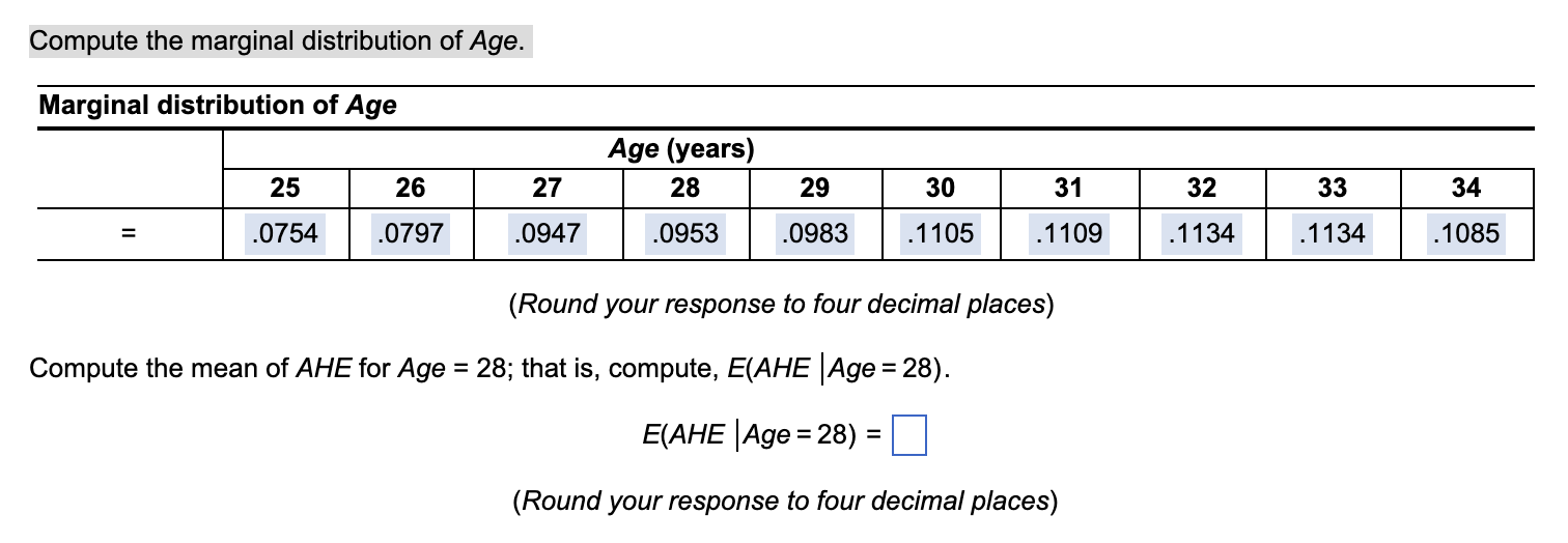 Solved Compute the marginal distribution of Age. Marginal | Chegg.com