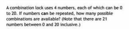 Solved A combination lock uses 4 numbers, each of which can | Chegg.com