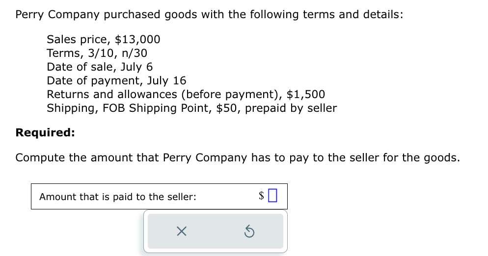 Solved Perry Company purchased goods with the following | Chegg.com