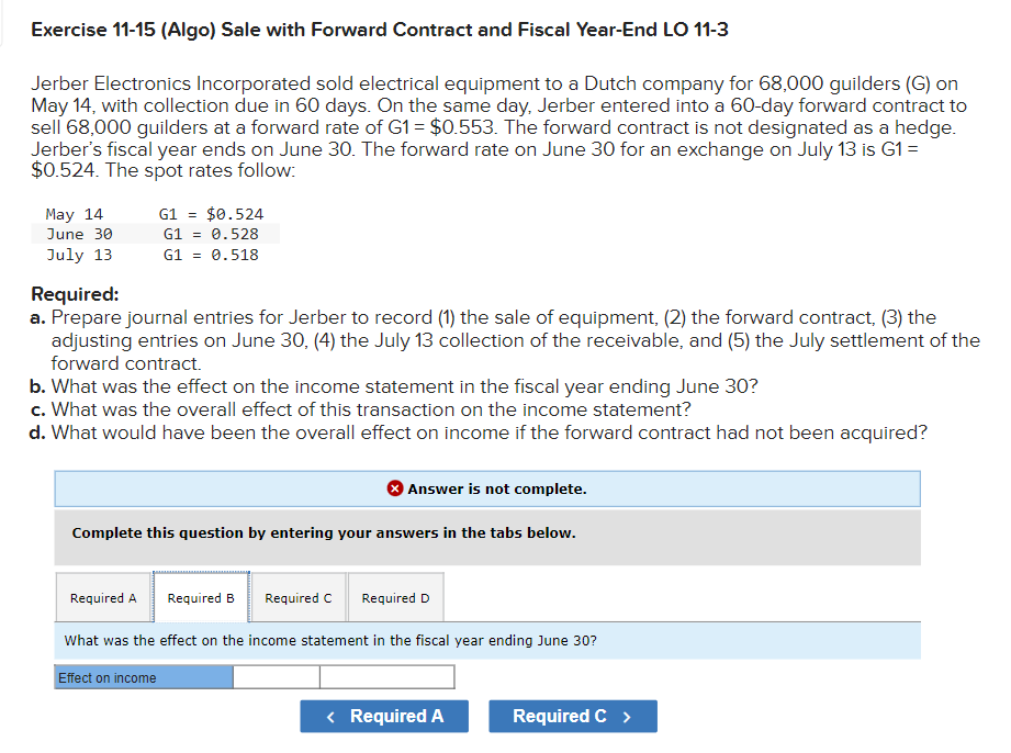 Solved Exerclse 11.13 (Algo) Sole with Forwerd Contrect and | Chegg.com