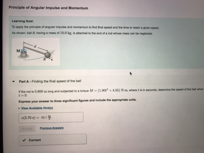 Solved Principle of Angular Impulse and Momentum Learning | Chegg.com