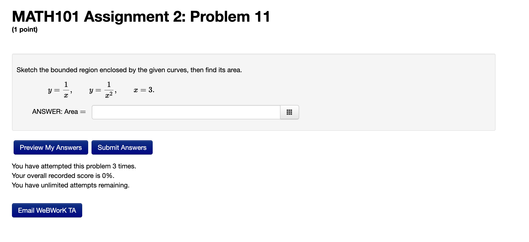 Solved MATH101 Assignment 2: Problem 11 (1 point) Sketch the | Chegg.com
