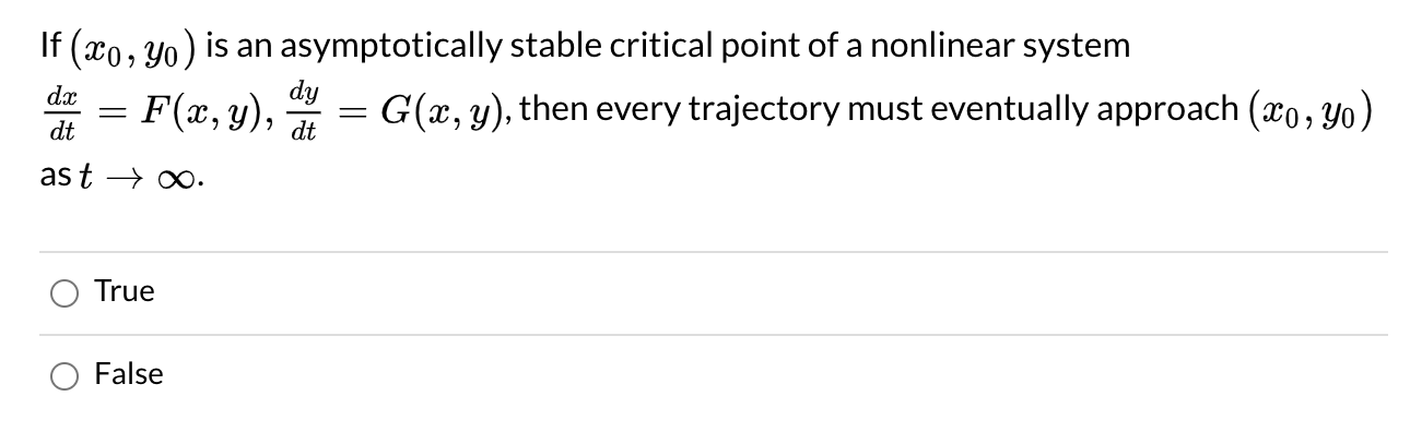 Solved If (20, yo) is an asymptotically stable critical | Chegg.com