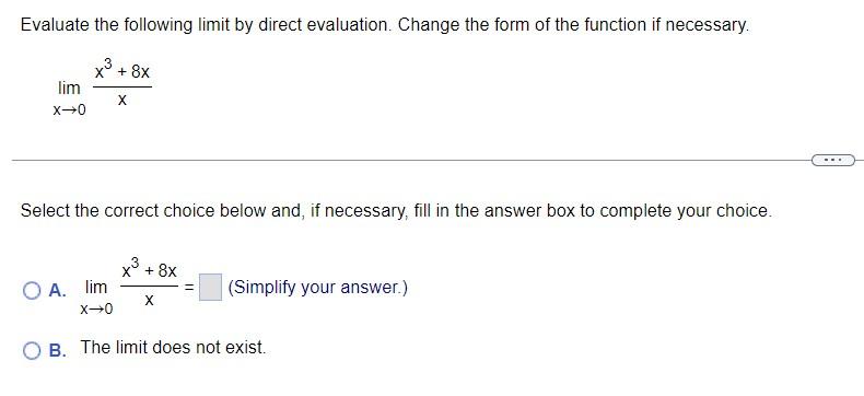Solved Evaluate the following limit by direct evaluation. | Chegg.com