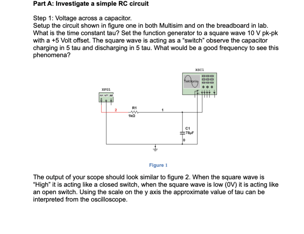 Solved Part A: Investigate a simple RC circuit Step 1: | Chegg.com